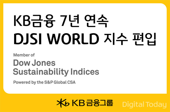 KB금융, ‘다우존스 지속가능경영지수(DJSI)’ 7년 연속 월드지수 편입