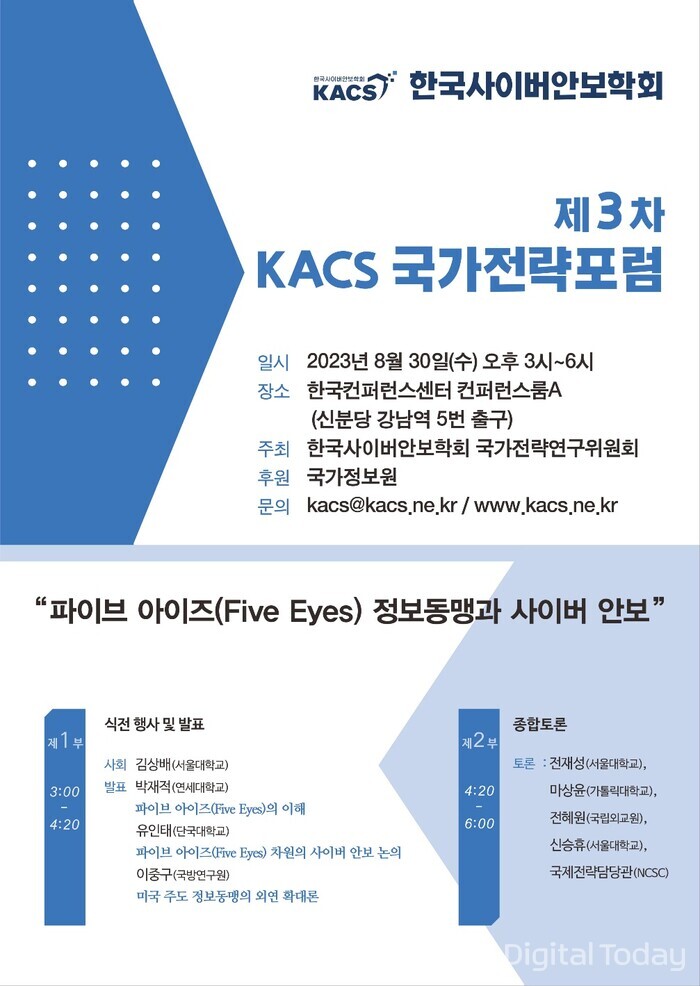 한국사이버안보학회, 8월 30일 제3차 KACS 국가전략포럼